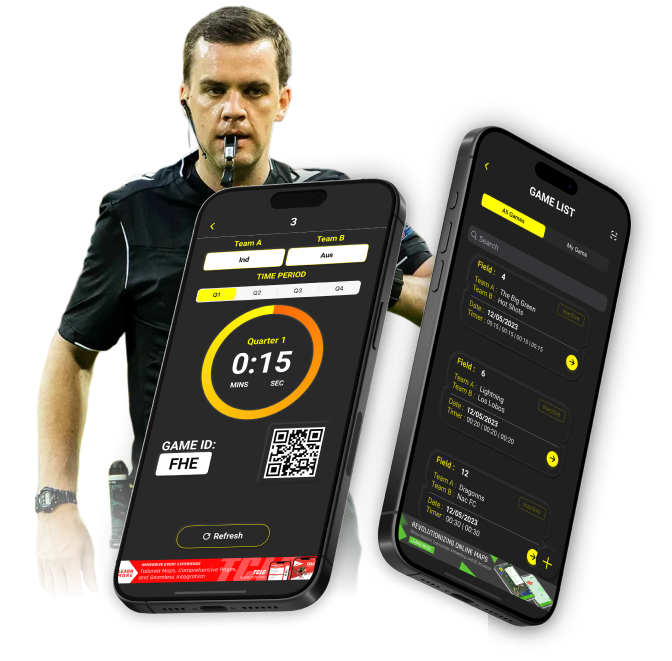 Game Clock a Synced and Shared game clock soccer, football, flag football